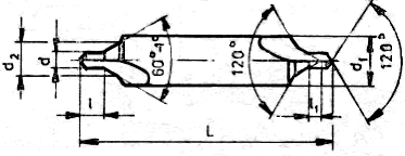 ČSN 221112 - DIN 333B, Vrták středící 60°- tvar B